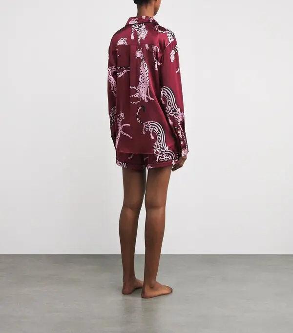 Olivia Von Halle Silk Cheetah Alba Pyjama Set - Red