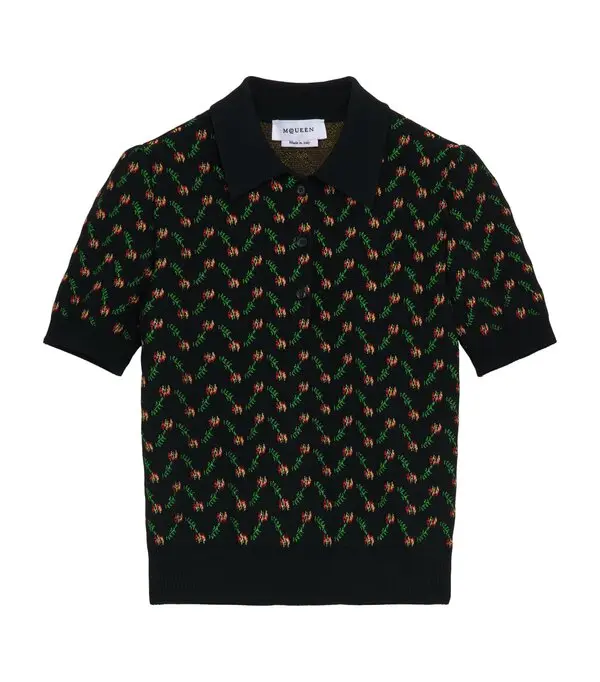 Alexander McQueen Floral Jacquard Polo Shirt