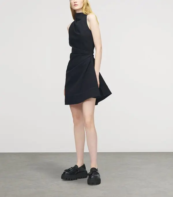 knee length dresses for ladies McQ Alexander McQueen Studded Mini Dress Black Crepe Size 38 Short Sleeve