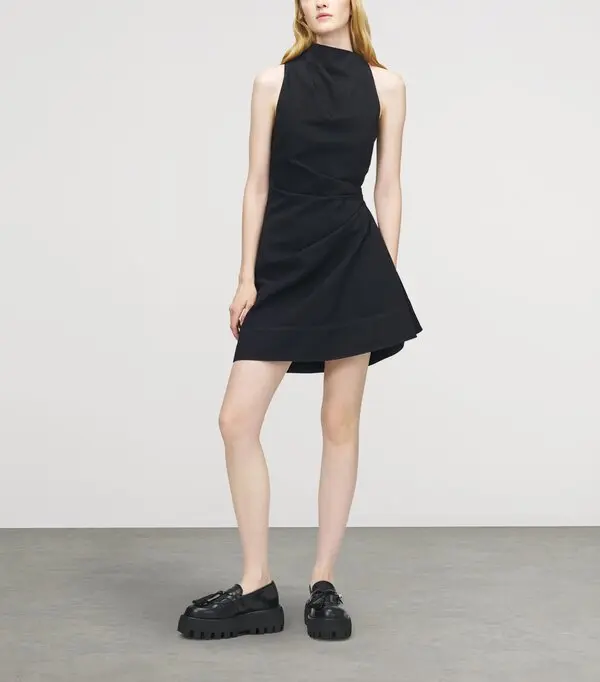 Alexander McQueen Cotton Asymmetric Mini Dress - Black