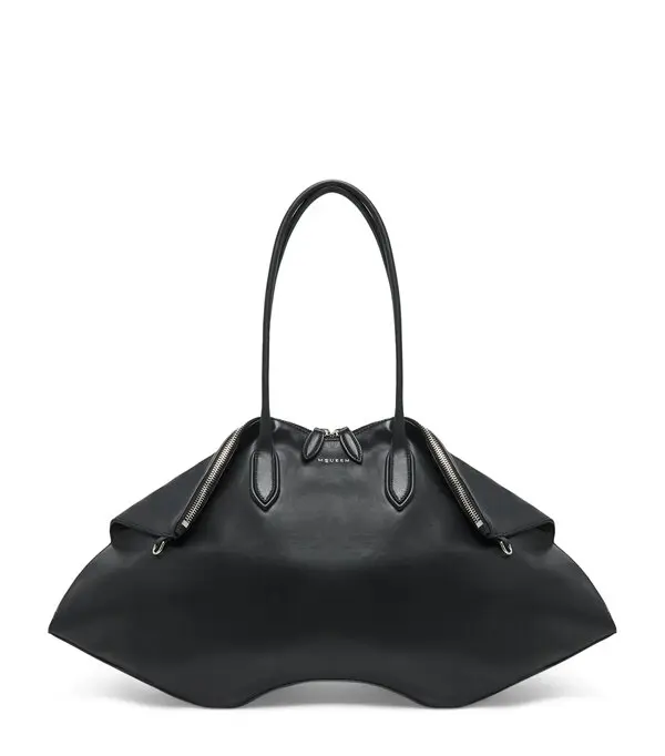 Alexander McQueen Large Leather Manta Top-handle Bag - Black