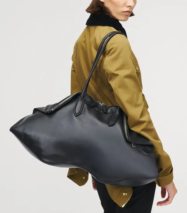 Alexander McQueen Large Leather Manta Top-handle Bag - Black