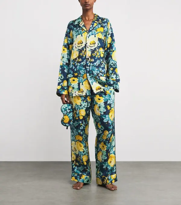 Olivia Von Halle Silk Floral Yves Pyjama Set - Blue