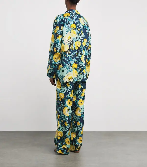Olivia Von Halle Silk Floral Yves Pyjama Set - Blue