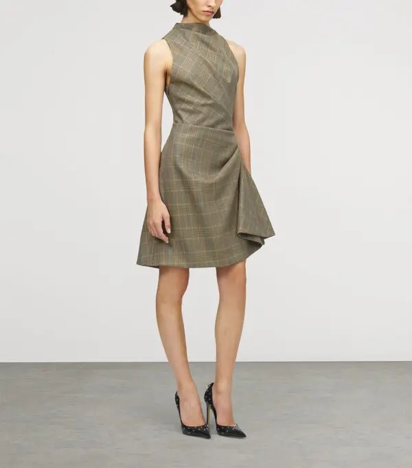 Alexander McQueen Wool Check Mini Dress - White