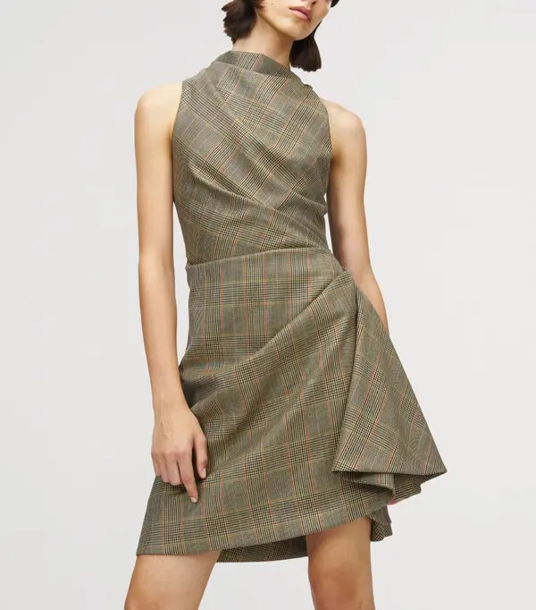 Alexander McQueen Wool Check Mini Dress - White