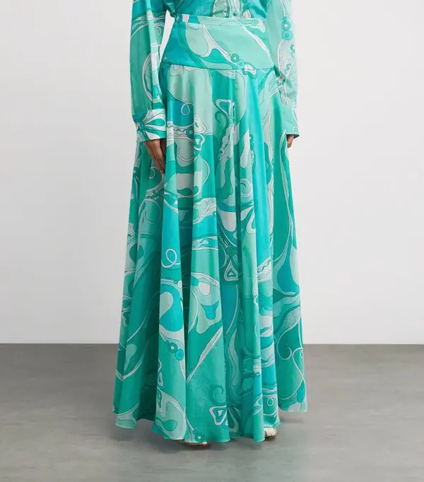 Emilio Pucci Cotton Orchidee Maxi Skirt