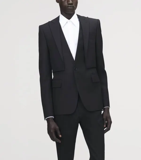 Alexander McQueen Wool Trompe-l'œil Blazer - Black