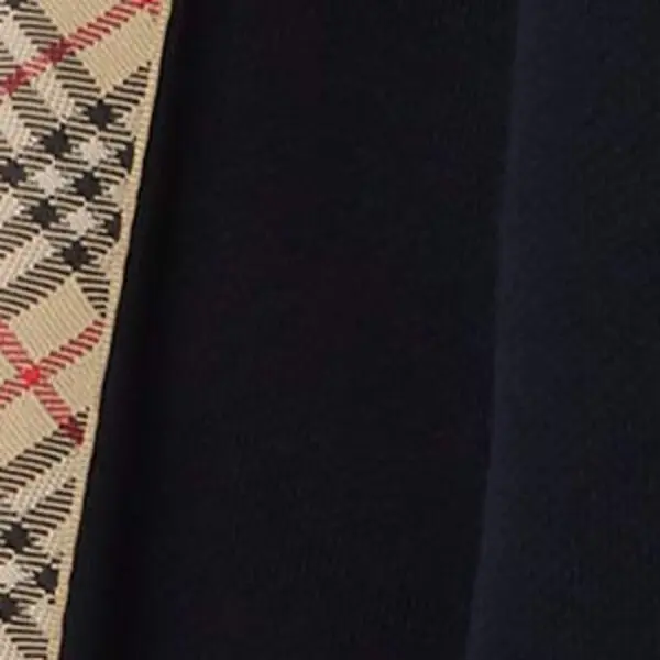 Burberry Cotton Check-trim Zip-up Hoodie - Navy