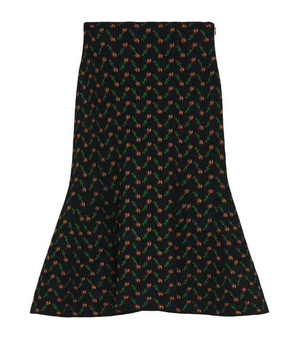 Alexander McQueen Floral Jacquard Midi Skirt