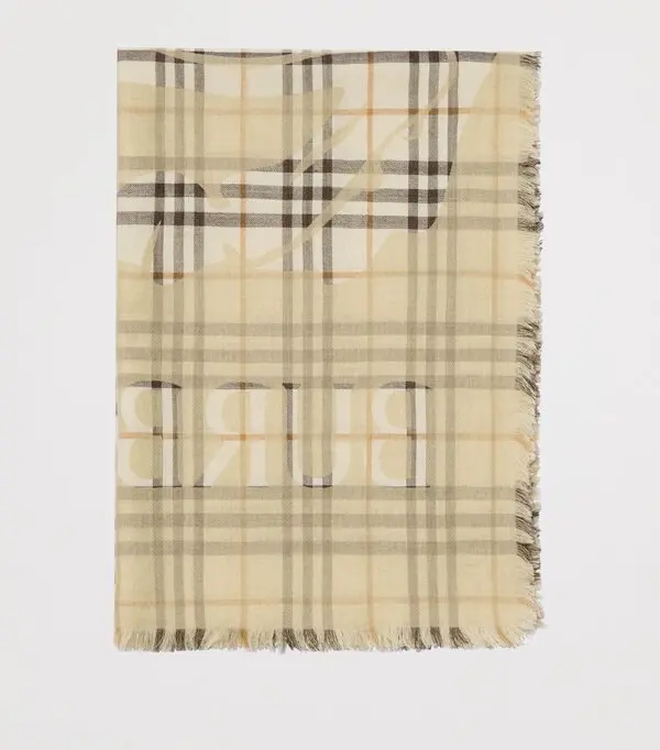 Burberry Wool-silk Ekd Check Wide Scarf