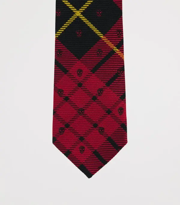 Alexander McQueen Silk Skull Tartan Neck Tie