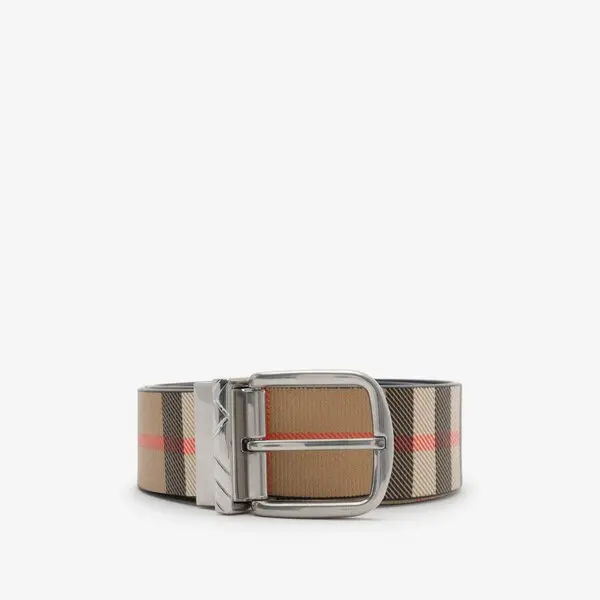 Burberry Reversible Check Pin Belt - Black/sand Beige