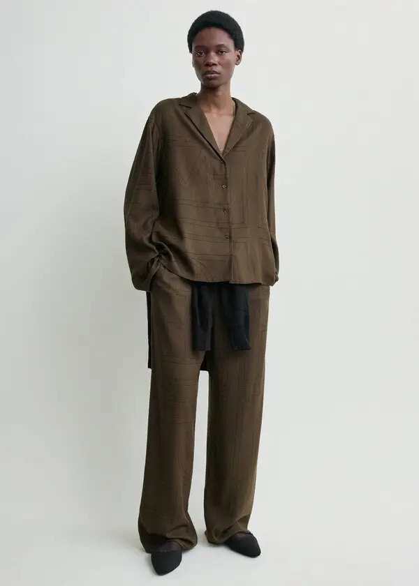 TOTEME Monogram Flannel Pajama Top - Brown