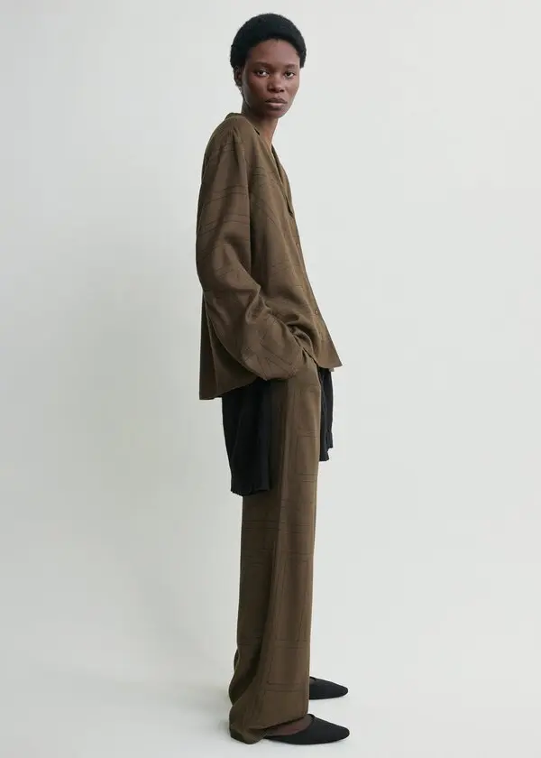 TOTEME Monogram Flannel Pajama Top - Brown