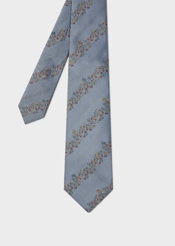 Paul Smith Floral Stripe Embroidered Tie