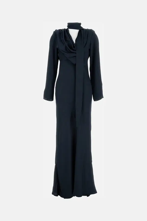 ROTATE BY BIRGER CHRISTENSEN Draped Long Satin Dress - Blu