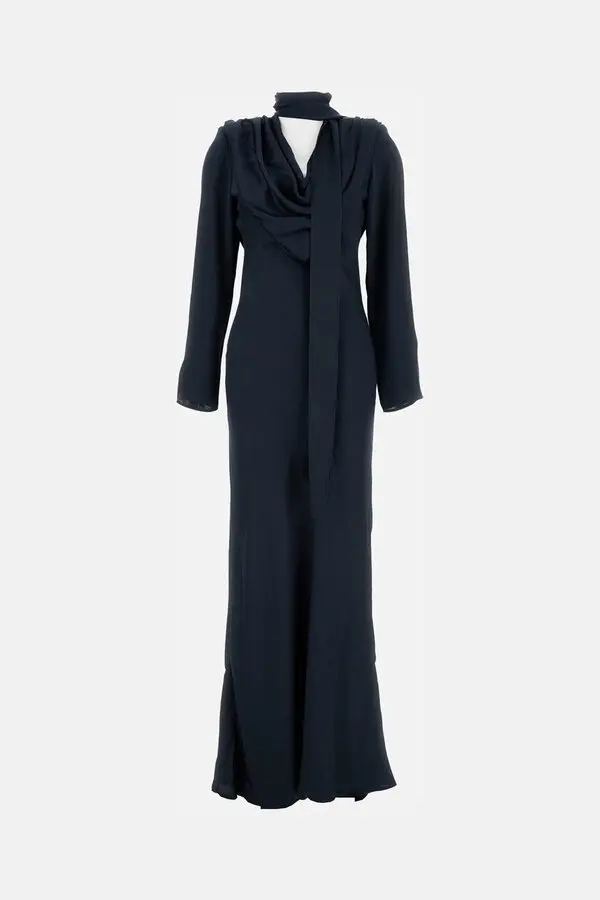 ROTATE BY BIRGER CHRISTENSEN Draped Long Satin Dress - Blue
