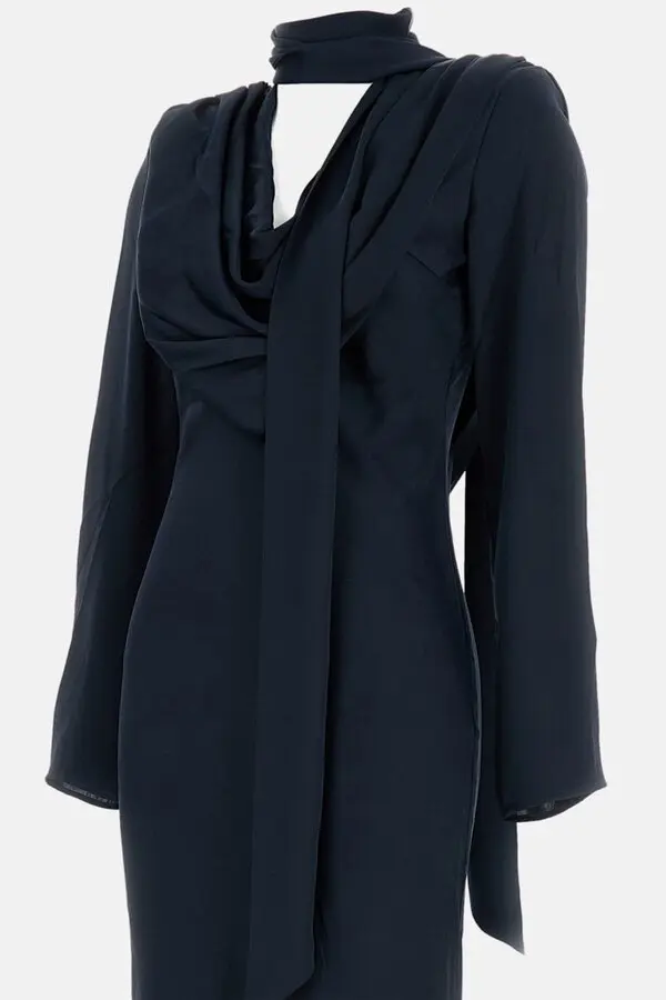 ROTATE BY BIRGER CHRISTENSEN Draped Long Satin Dress - Blue