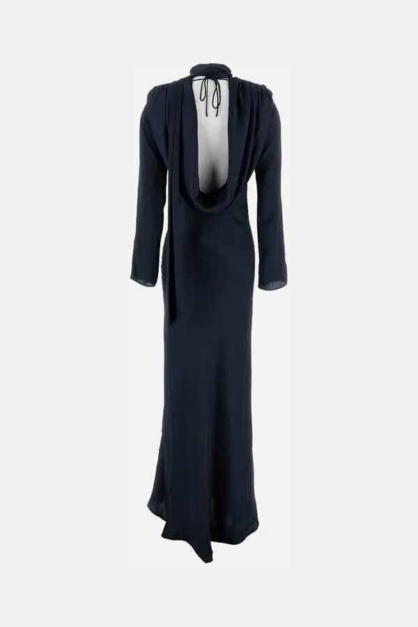 ROTATE BY BIRGER CHRISTENSEN Draped Long Satin Dress - Blue