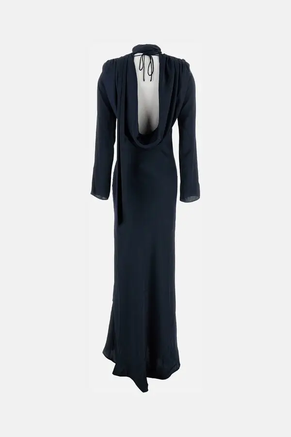 ROTATE BY BIRGER CHRISTENSEN Draped Long Satin Dress - Blue
