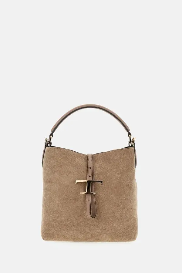 TOD'S T Timeless Leather Bucket Bag - Grey