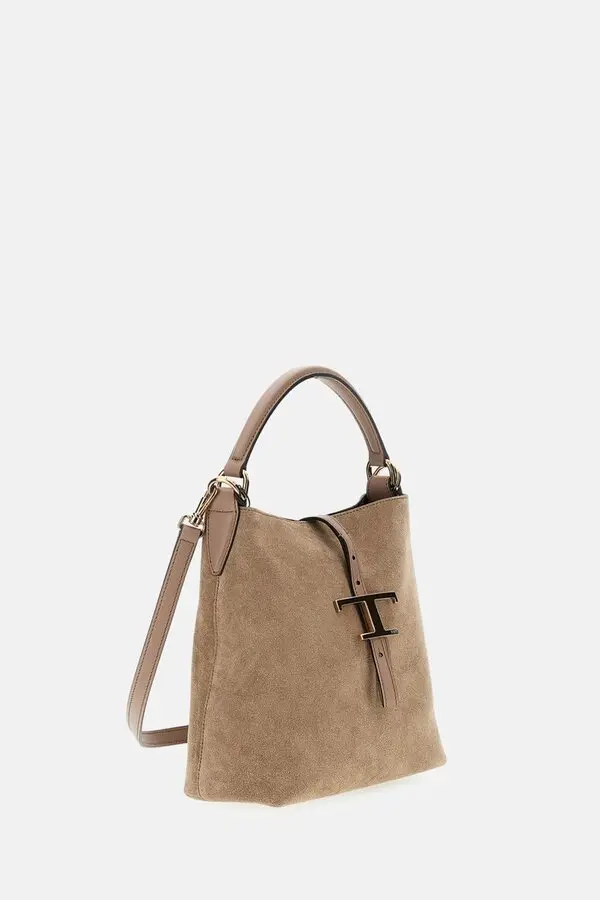 TOD'S T Timeless Leather Bucket Bag - Grey
