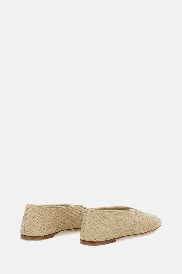 Bottega Veneta Woven Leather Ballerina Flat - Beige