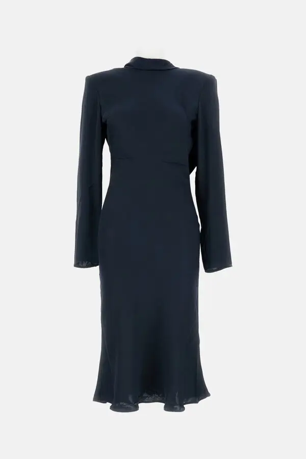 ROTATE BY BIRGER CHRISTENSEN Draped Midi Dress In Satin - Blue