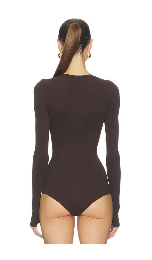 Commando Ballet Crewneck Bodysuit With Thumbholes - Brown
