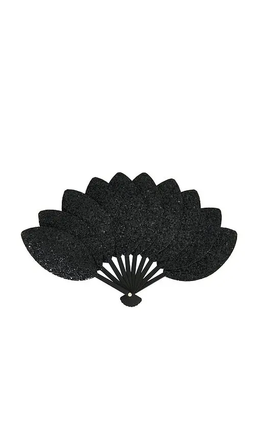 EVA VENTAI Mini Palmette Glitter Fan - Black