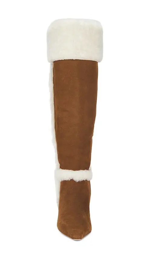Raye Suede And Shearling Knee-high Boots With Stiletto Heel