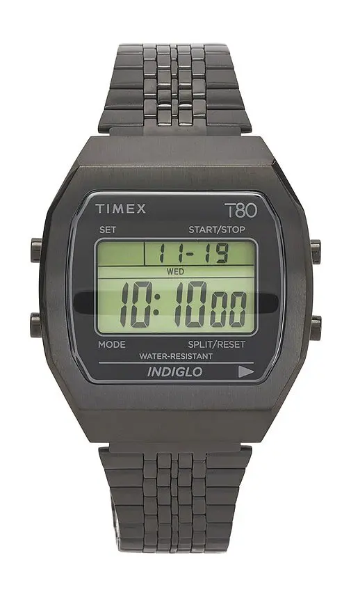 TIMEX T80 36mm Stainless Steel Digital Watch - Black