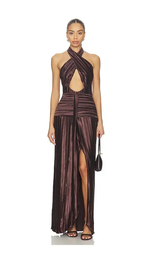 SONYA MODA Ariana Plisse Dress - Brown