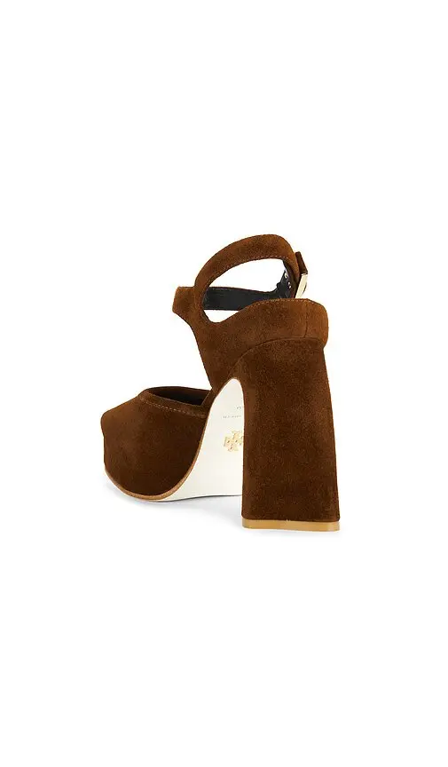 Tory Burch Peep Toe Platform Heeled Sandals - Brown