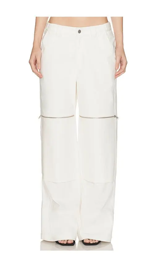 HAELO Flex Waist Zip Cargo Pant - Ivory