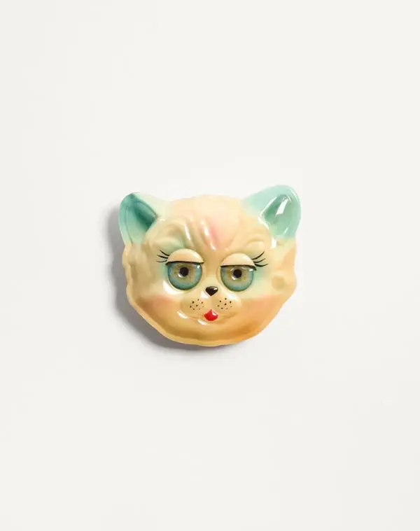 Valentino Garavani Le Chat De La Maison Plastic Brooch - Gold/multicolour