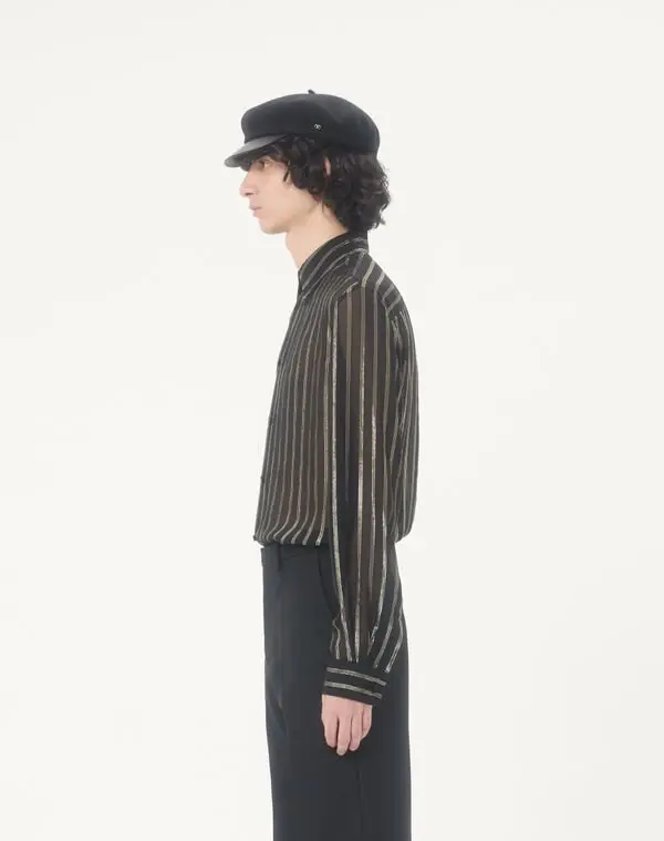 Valentino Garavani Silk Chiffon & Lurex Shirt - Black/gold