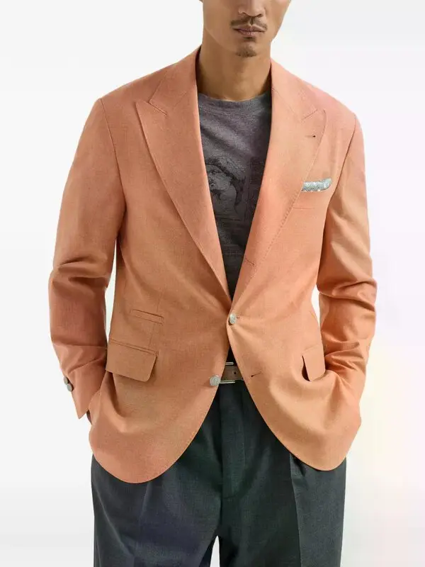 Brunello Cucinelli Peaked-lapels Blazer - Orange
