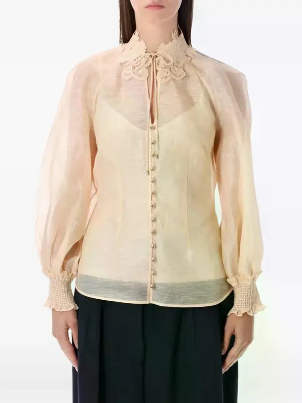 Zimmermann Rebellion Lace-collar Shirt - Neutrals