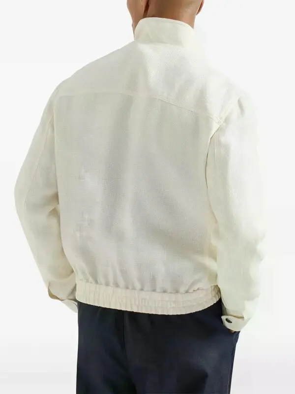 Brunello Cucinelli Stand-collar Hopsack Jacket - White