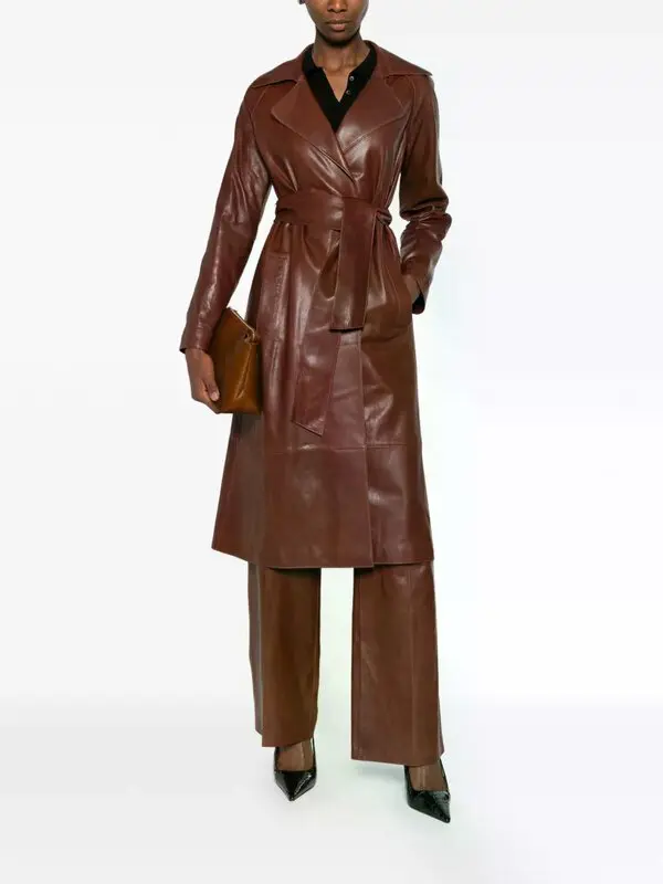 ARMA Yava Leather Trench Coat - Brown