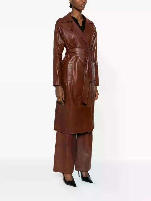 ARMA Yava Leather Trench Coat - Brown