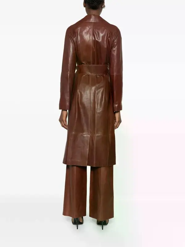 ARMA Yava Leather Trench Coat - Brown