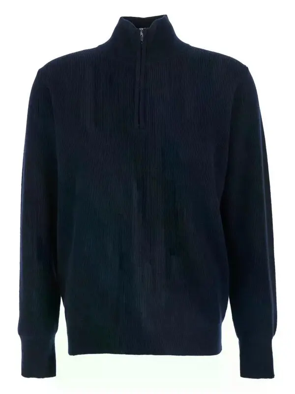ROBERTO COLLINA High Neck Ribbed Knit Cardigan