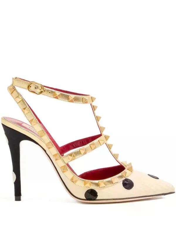 Valentino Garavani Rockstud Pumps With Embroidery - Neutrals