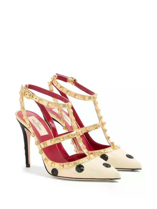 Valentino Garavani Rockstud Pumps With Embroidery - Neutrals