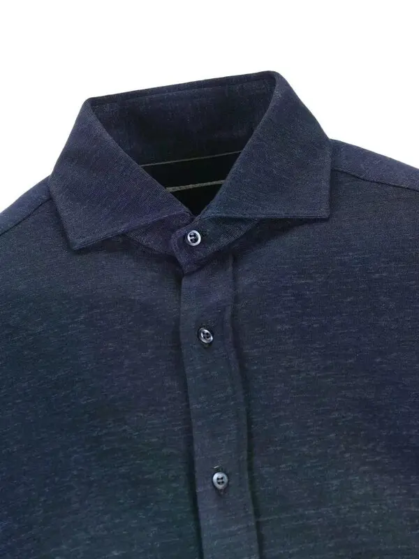Brunello Cucinelli Linen And Cotton Mélange Jersey Shirt With Spread Collar