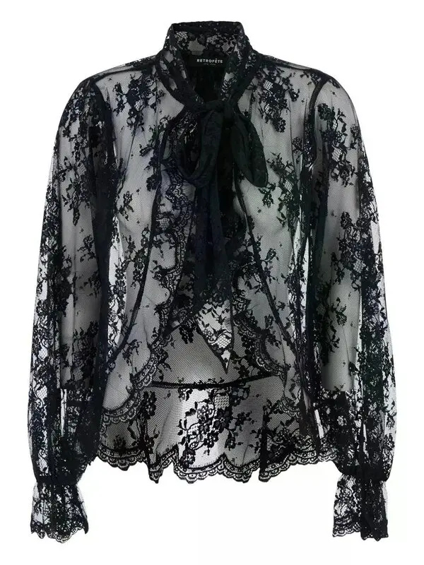 Retrofete Bow-detail Lace Blouse