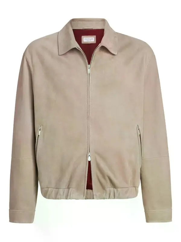Brunello Cucinelli Zip-fastening Suede Jacket - Neutrals